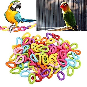 100Pcs Plastic Bird C-Clips Hooks Chain Links DIY Parrot Toys Mix Color for Parrots