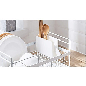 Plate Rack Draining Dish Rack Chrome-plated Steel Dish Rack With Drainboard With Removable Drainboard Removable Plastic Cutlery Tray for Kitchen Countertop (Color : White) Pan Plate Holder