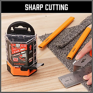 HORSUDY 100-Pack Utility Knife Blades, Box Cutter Blades Replacement with Dispenser, SK5 Carbon Steel