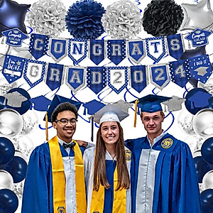 2024 Graduation Party Decorations Green White Gold Graduation Party Decorations Kit-Class of 2024 Congrats Grad Banners, Paper Pompoms,Foil Balloons for 2024 Green White Gold Graduation Party Supplies