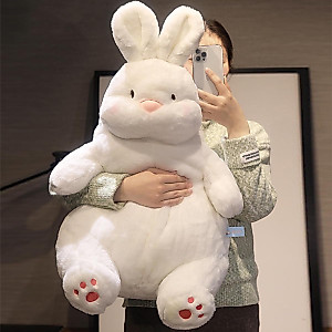 ARELUX 22in Large Bunny Plush Stuffed Animal Hugging Pillow:Soft Giant Sleeping Body Warm Fluffy Pillow Adorable Chubby Bunny Plushie Toy Creative for Friends Dormitory