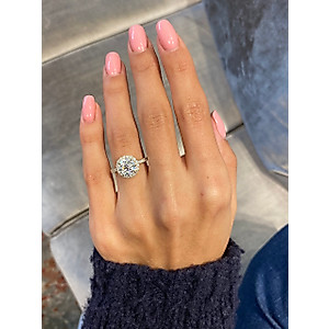 GLAM AND GEMS 1/2 Carat Lab Grown Diamond and 2 Carat Moissanite Engagement Ring for Women in 14k Rose Gold (D-E, VS, cttw) Wedding Ring