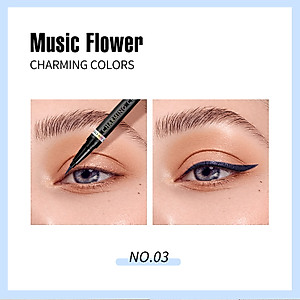 Music Flower Eyeliner Pen,Colored Matte Liquid Eyeliner Waterproof Smudge Resistant with Precise Tip (Green)