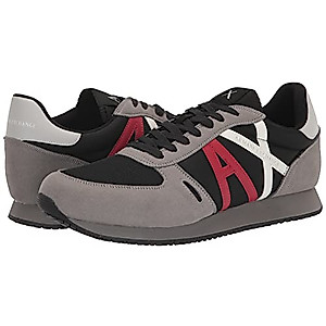 A | X ARMANI EXCHANGE Men's Retro Trainer Sneaker, Shark + Black, 10