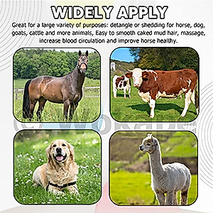 Wokape 2Pcs Horse Care Tool Kit, Incl Brush with Loop Handle/Reversible Stainless Steel Brush, Hairy Pet Care Tools for Shedding Grooming Horses Dogs Cattle Cats