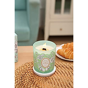 Pear Freesia & English Rose Scented Candle with Apple, Orange Blossom | Highly Scented Natural Soy Candles for Home | Wood Wick Candles for Men & Women | Large Aromatherapy Spring Candle Gifts 10.6 oz