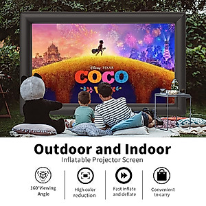 PPXIA Inflatable Screen Outdoor 30ft with Air Blower, Extra Large Blow Up Projector Screen for Outside Movie Nights Home Theater Backyards Pool BBQ Party Fun, Supports Front and Rear Projection