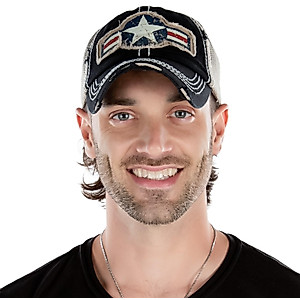 Funky Junque Mens Baseball Cap - Air Force Star Roundel (Black)