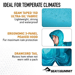Sea to Summit Ultra-Sil Nano Tarp Poncho 4-in-1 Raincoat, Pack Cover, Groundsheet, and Shelter, Lime
