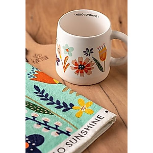 Karma, 14 oz Shelly Mug - Cute Coffee and Tea Mug - Ceramic Coffee Mugs for Women and Men, Hello Sunshine