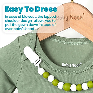 Newborn Baby Knotted Gown, Super Soft Silky Infant Long Sleeve Sleeper for Baby Girl and Boy Sleeping Bag with Mittens and Hat & Bowknot Set (Extra Long)