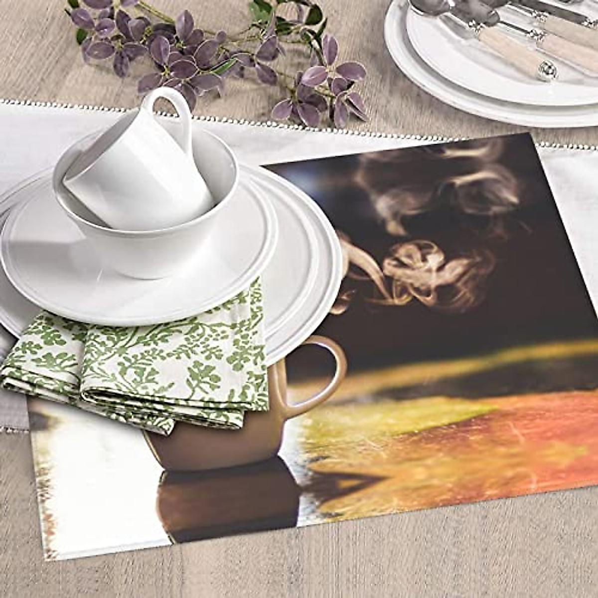 Hot coffee Printed Drying Mat For Kitchen Ultra Absorbent Microfiber Dishes Drainer Mats Non-Slip Silicone Quick Dry Pad - 18 X 16inch
