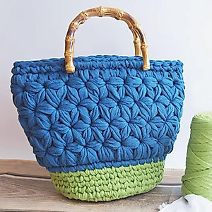 200g Blue Gray Crochet Yarn Basket Crochet Bag Fabric Yarn Cotton Cloth T-Shirt Yarn Ribbon Yarn