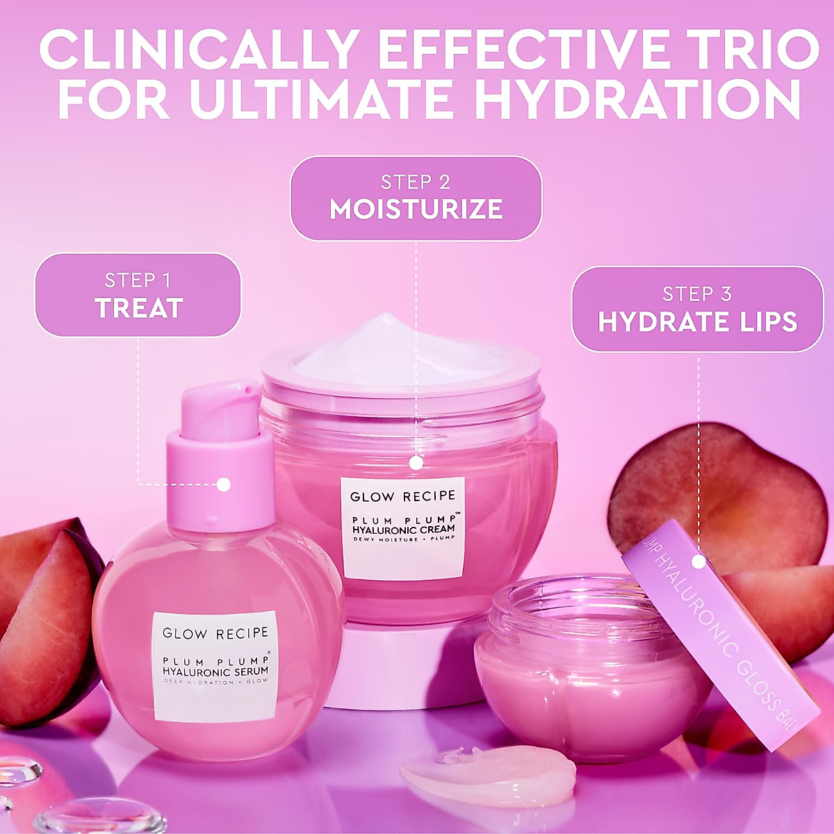 Glow Recipe Plum Plump Hyaluronic Acid Skin Care Serum - Hydrating Skincare + Face Serum for Women & Men with Antioxidant Plum + Vitamin B5 to Repair Skin Barrier & Lock-In Facial Hydration (30ml)