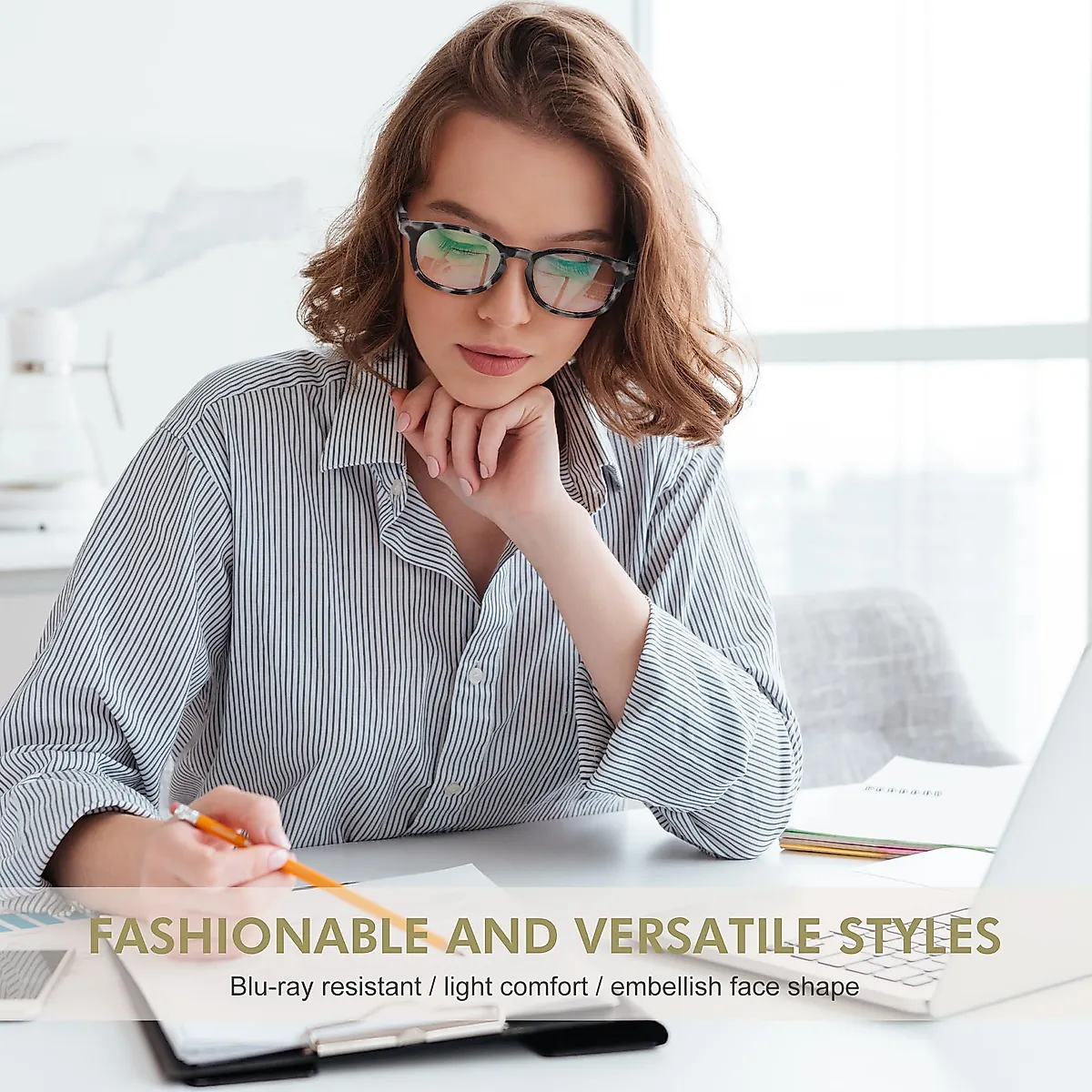 Przene 4 Pack Reading Glasses with Spring Hinge Blue Light Blocking Glasses for Women Men Oval Frame