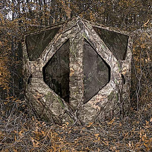 Primos Hunting Double Bull Roughneck Ground Blind, Hunting Blind with Silent Slide Windows and 11 Covered Windows with Shoot Through Mesh