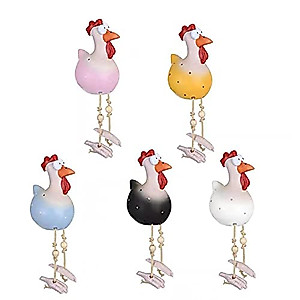 POKSAUAE 5PCS Resin Rooster Outdoor Statues Funny, Waterproof and Does not Fade Suitable Courtyard, Garden, Balcony Decoration