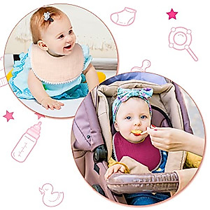 20 Pcs Muslin Baby Bibs Baby Bibs for Girls Boys Teething Soft Absorbent Baby Drool Bandana Bibs with Snaps and Lace Border for Neutral Newborn Infant Drooling Essentials, 10 Styles