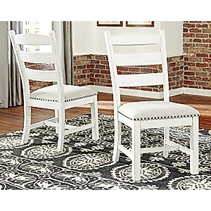 Signature Design by Ashley Valebeck Vintage Farmhouse Cushioned Dining Chair, 2 Count, Whitewash