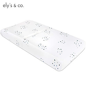 Ely’s &Co. Changing Pad Covers | Cradle Sheet 1-Pack Combed Jersey Cotton for Baby Boy - (Blue Raindrops)