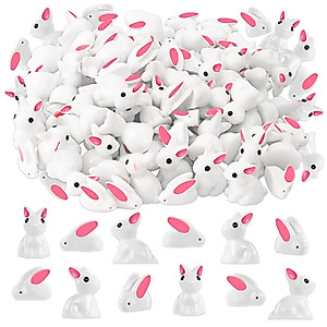FFNIU Miniature Rabbit Figurines, 100Pcs Mini Resin Bunny Animals Toy, Miniature Rabbit for Landscape Ornaments Miniature Garden Decor Potted Plant,Cake Topper Decoration