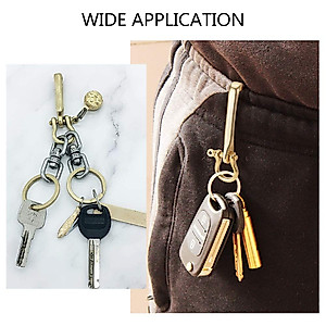 PH PandaHall Fish Hook Keychain, Brass Key Ring Golden Solid U Shape Key Hook Belt Keyring Pocket Clip with Key Shackle Heavy Duty Car keychain for Men Women Wallet Chain Purse Accessory