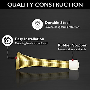 Design House 181693 Spring Door Stop, 10-Pack, Polished Brass