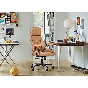 BANTI High Back Executive Office Chair with Padded Headrest, Rocking Modern Home Office Desk Chair, Height Tilt Adjustable Rolling Swivel Task Chair, Suede Fabric, Grey