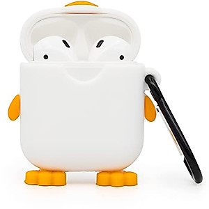 YONOCOSTA Cute Airpods Case, Airpods 2 Case, Chick Funny 3D Cartoon Animals Case, Soft Silicone Shockproof Charging Cover with Carabiner for Airpods 1st Generation, Airpods 2nd Generation