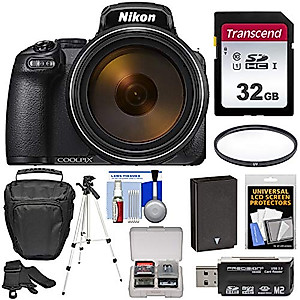 Nikon Coolpix P1000 4K 125x Super Zoom Digital Camera with 32GB Card + Battery + Case + Tripod Kit (Renewed)
