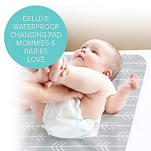 Kushies Deluxe Waterproof Changing Pad Liners - 20 x 30 inches Baby Changing Table Pad Covers - Baby Changing Pads in Grey One Direction - Diaper Changing Pad Cover Waterproof for Changing Station