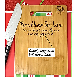 Gift for Brother-in-Law Birthday, Christmas Engraved Bamboo Cutting board 9” x 12”