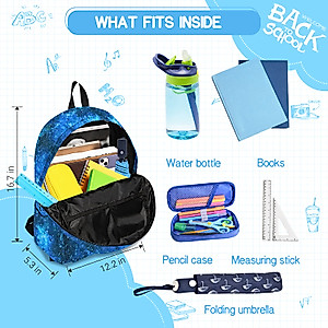 Qlonrewt Boys Girls Backpack for School, 17 Inch Aesthetic Laptop Backpacks for Travel Elementary College Middle High School, Large Capacity Bookbag School Bag Casual Daypack(Galaxy Blue)