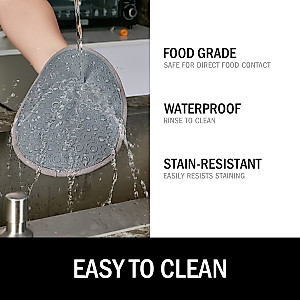 beejune Pot Holders for Kitchen, Silicone Pot Holder,Hot Pads Set,Heat Resistant Oven Hot Pads with Pockets Non Slip Grip Large Potholders,Set of 2,9.8 inches (Grey)