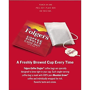 Folgers Coffee Singles Classic Medium Roast Coffee Bags 19 Count (Pack of 6)