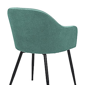 Armen Living Pixie Fabric Dining Room Chair with Black Metal Legs, 18" Seat Height, Teal