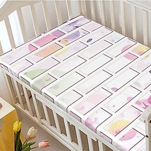 Wall Themed Fitted Crib Sheet,Standard Crib Mattress Fitted Sheet Soft & Stretchy Fitted Crib Sheet-Crib Mattress Sheet or Toddler Bed Sheet,28“ x52“,Lavender Violet