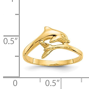 IceCarats 14K Yellow Gold Sea Dolphin Ocean Fish Beach Nautical Ring Size 6.00