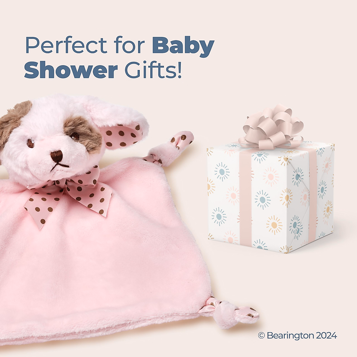 Bearington Baby Wee Wiggles, 8 x 7 Inch Small Pink Puppy Stuffed Animal, Baby Security Blankets for Girls, Dog Lovey