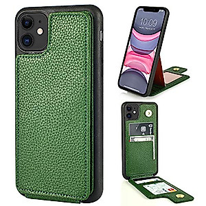 iPhone 11 Wallet Case, ZVE iPhone 11 Case with Credit Card Holder Slot Protective Shockproof Pocket Wallet Case Handbag Slim Leather Case for Apple iPhone 11,6.1 inch - Dard Green