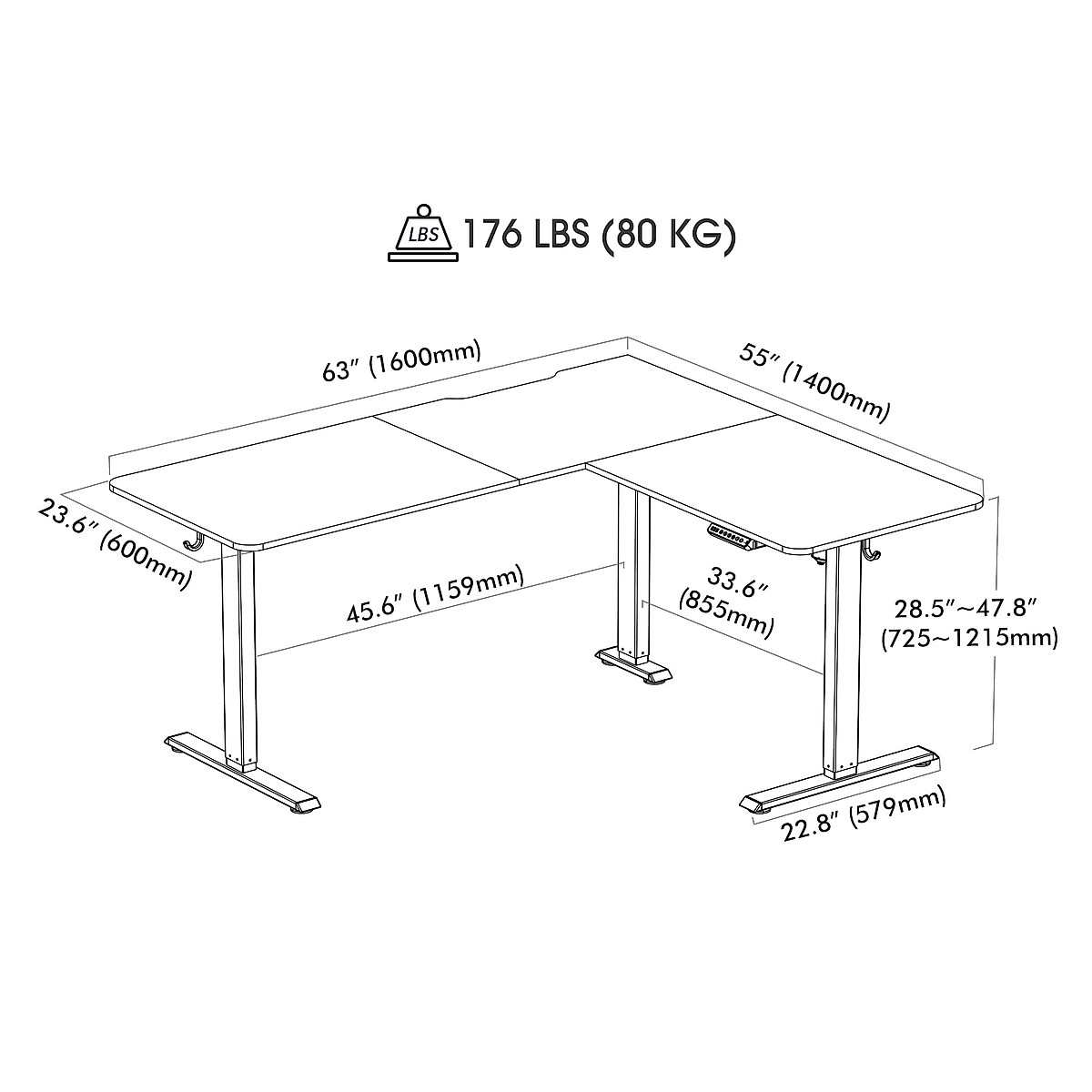 FEZIBO 63 Inch L Shaped Standing Desk & Anti Fatigue Mat