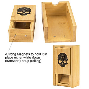 Cusdie Bamboo Dice Tower Foldable Wooden Die Roller Castle Rolling Case for Dungeons and Dragons, Board Game, D&D, RPG(Skull)