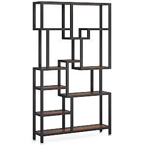 Tribesigns 7 Tier Bookshelf, 70.9" Industrial Bookcase Etagere Bookshelves, Wood Tall Book Shelves Open Display Storage Shelf for Living Room, Home Office, Rustic Brown