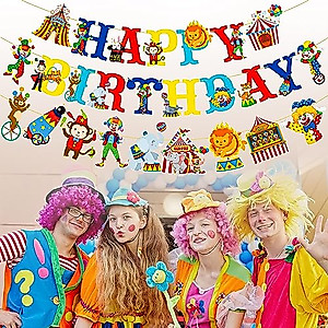 Circus Happy Birthday Banner Carnival Party Banners Circus Birthday Party Decorations 3Pcs Circus Theme Hanging Cutouts Banner for Carnival Baby Shower Supplies