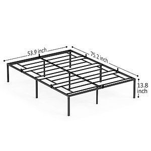 Alkmaar Full Bed Frame,14 Inch Black Metal No Box Spring Needed Full Size Platform Bed Frame (Full)