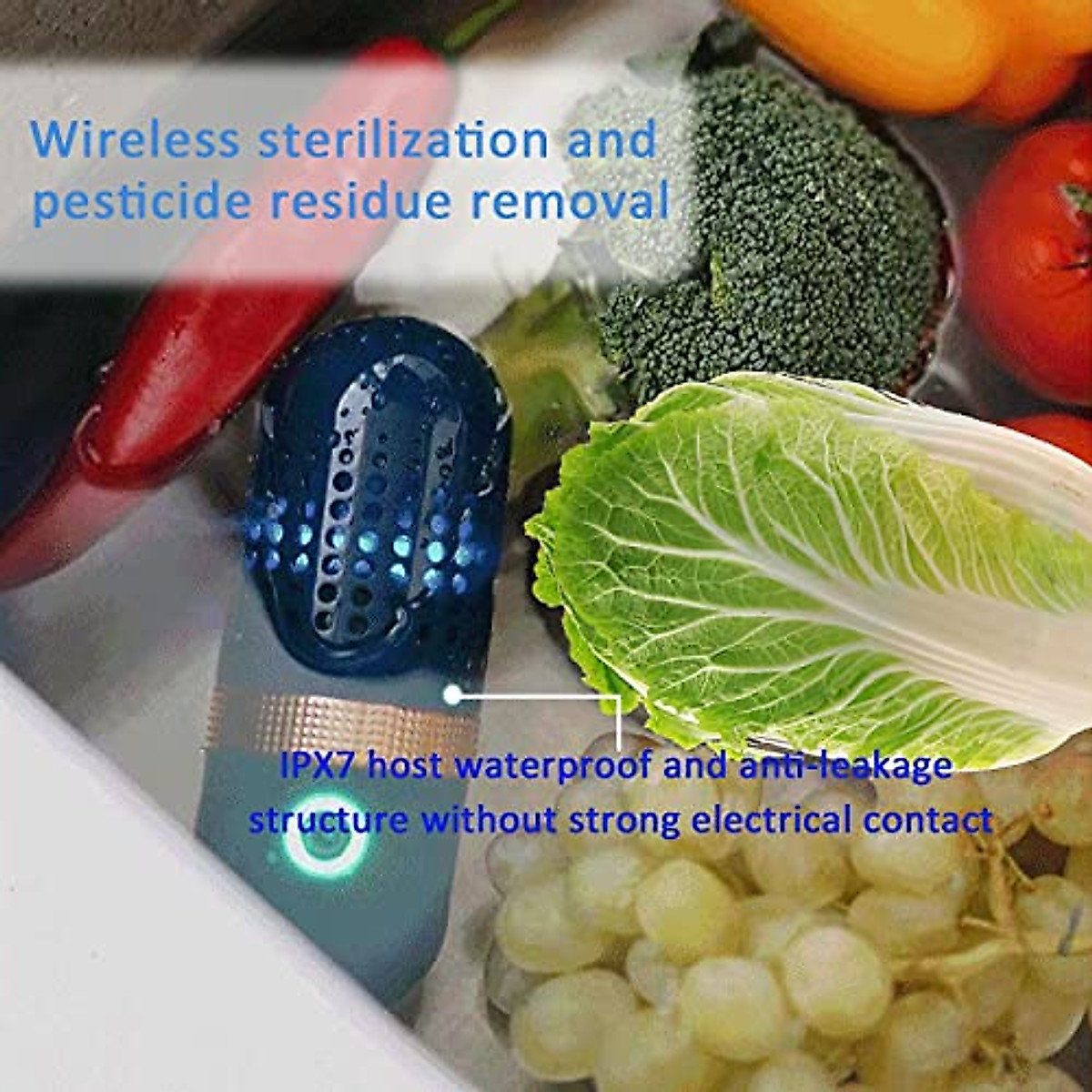 COMUSTER Vegetable Washing Machine,Fruit Cleaner Device,Banana Cleaner Machine,Fruit Purifier for with OH-ion Purification Technology for Cleaning Fruit,Vegetable,Rice,Tableware (Royal Blue)