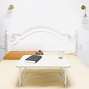 Desk Bed Table Folding Lap Table for Bed Desk with Cup Holder Study Table for Bed Tables for Eating and Laptops Perfect for Home Office Bedroom,White