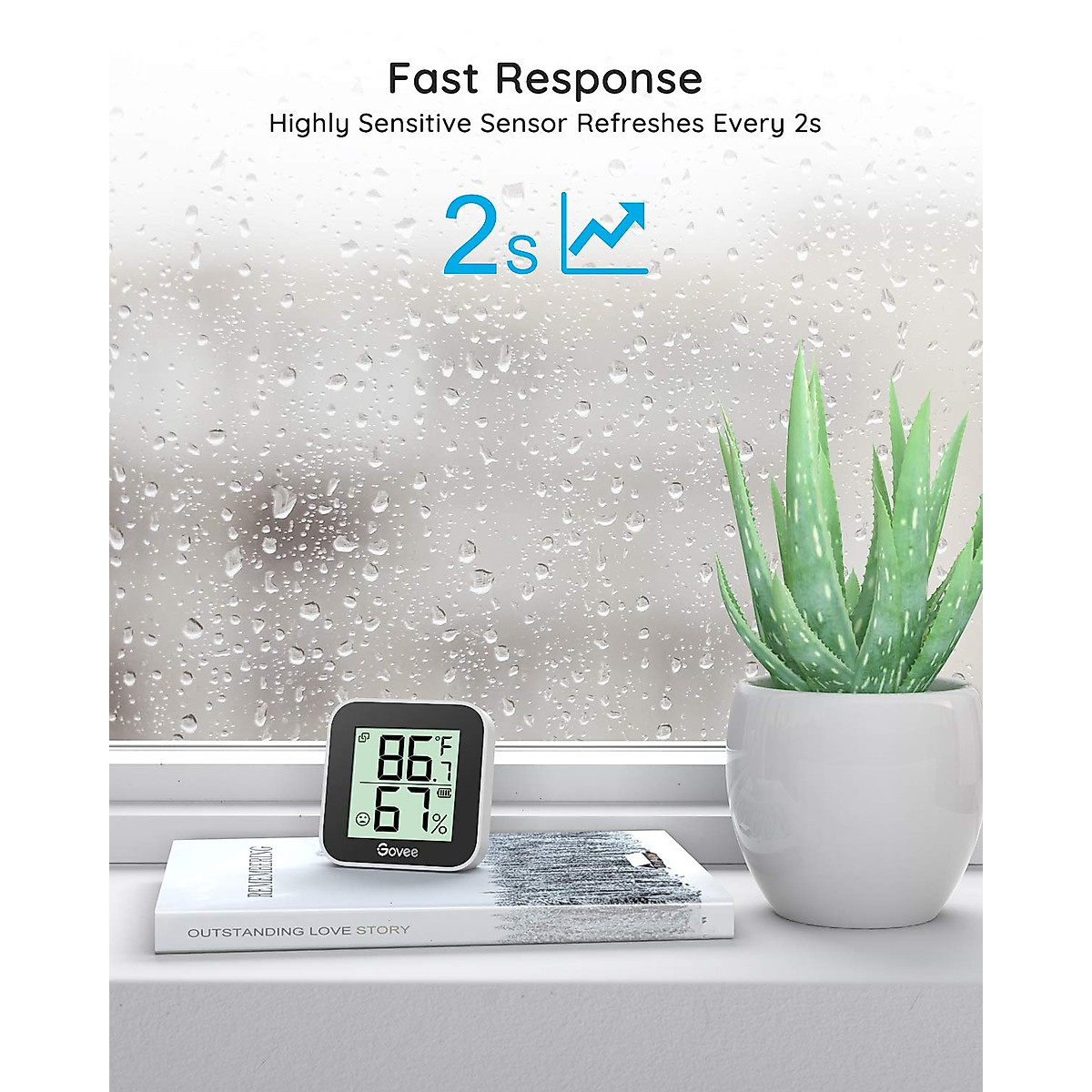 Govee Temperature Humidity Monitor 2-Pack, Indoor Room Thermometer Hygrometer with App Alert, Mini Bluetooth Digital Thermometer Humidity Sensor with Data Storage for Home Greenhouse Cellar