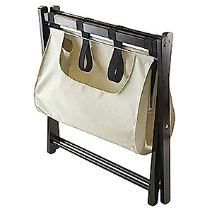 ELEdvb Luggage Rack Luggage Rack with Removable Fabric Basket Nylon Straps Can Accommodate 8 Pieces of Clothing Black