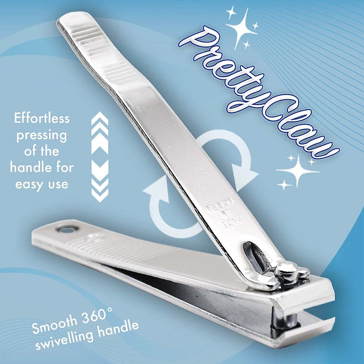 PrettyClaw | Nail Clippers Sharp Edge Fingernail and Toenail Clipper Cutter Thick Nail Trimmer Stainless Steel for Manicure and Pedicure (Straight Edge)
